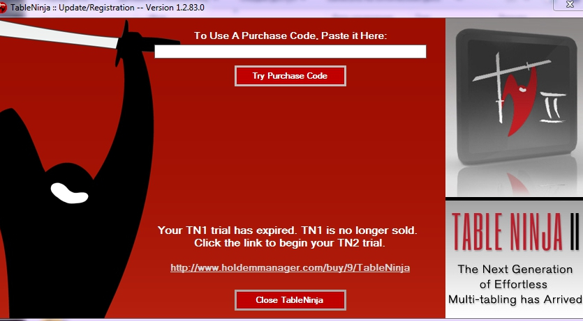 Перестала работать Table Ninja или лавка закрыта с триалом.